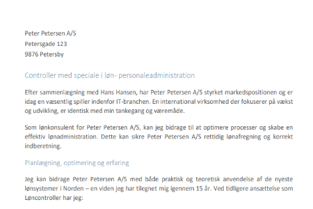 Gratis skabelon og eksempel på jobansøgning og CV.