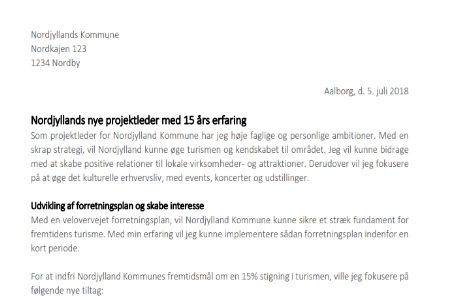 Gratis skabelon og eksempel på jobansøgning og CV.