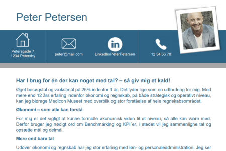 Gratis skabelon og eksempel på jobansøgning og CV.